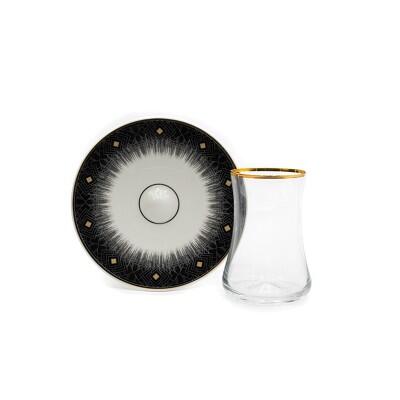 Evaliza Diamond Black 6 Kişilik 12 Parça Çay Seti | Gallery Crystal